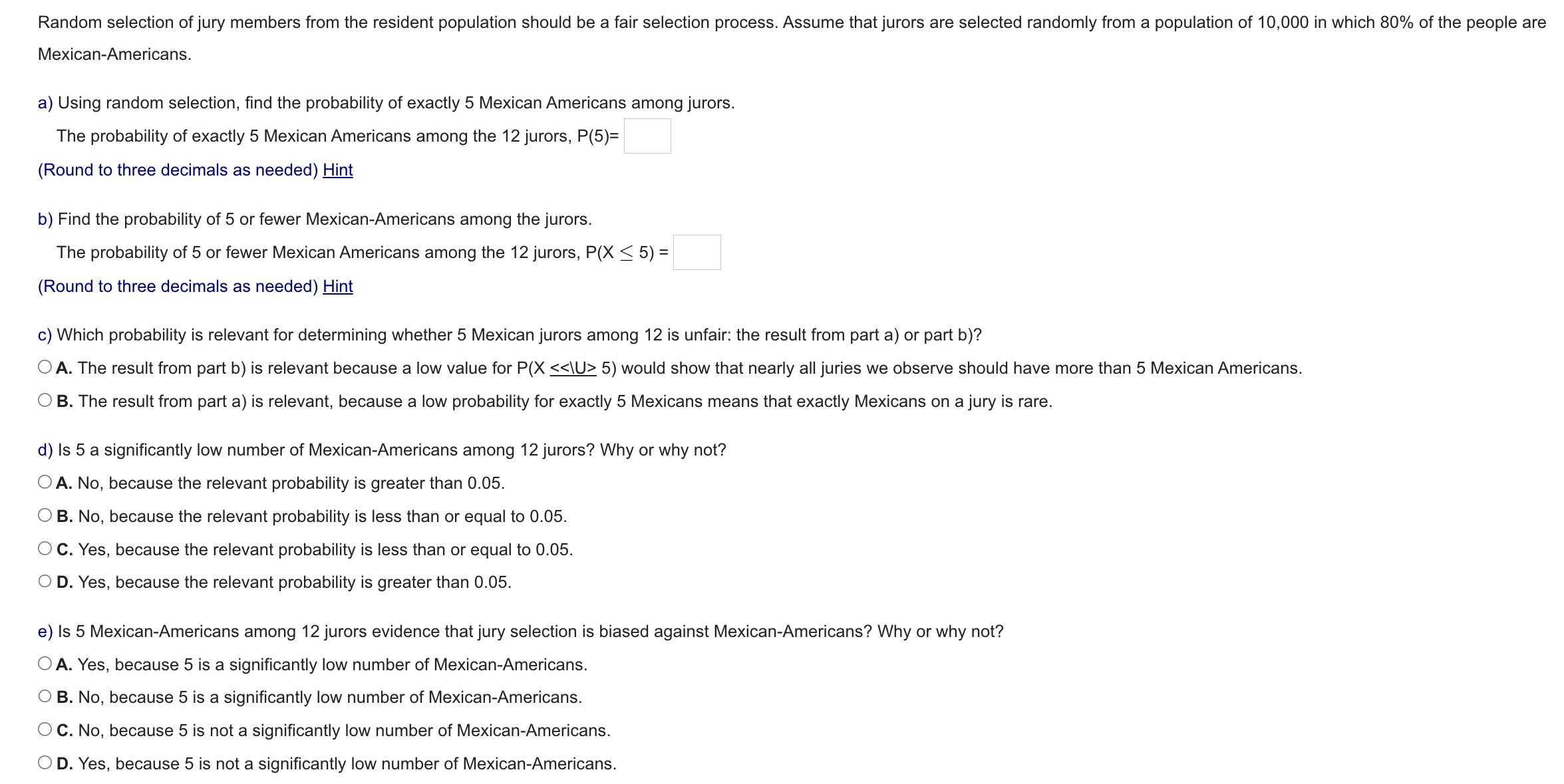 Solved Mexican-Americans. a) Using random selection, find | Chegg.com