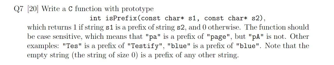 Solved 27[20] Write a C function with prototype int | Chegg.com