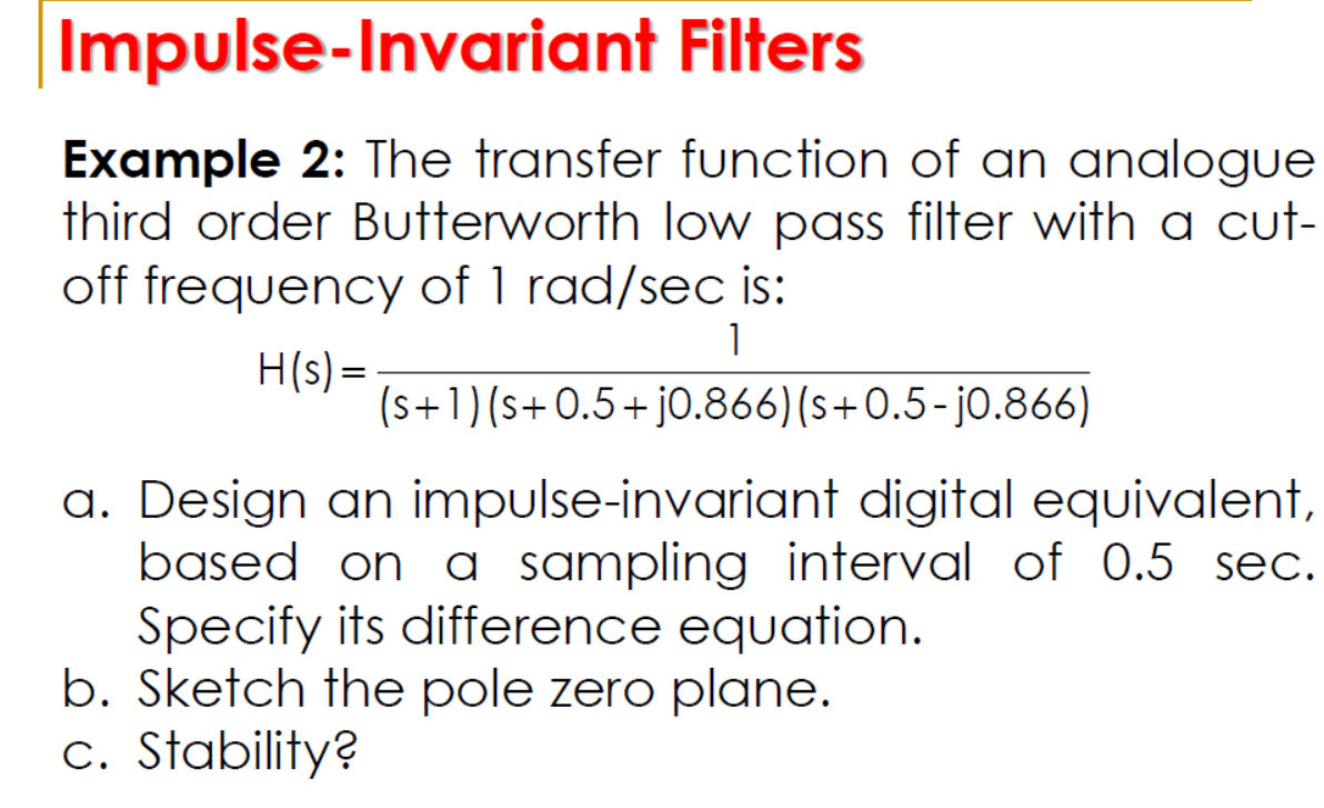 Example 2: The transfer function of an analogue third | Chegg.com
