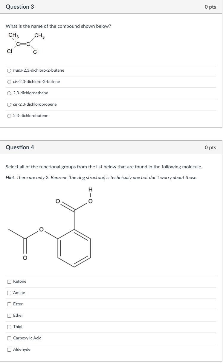 Solved Question 3 O pts What is the name of the compound | Chegg.com