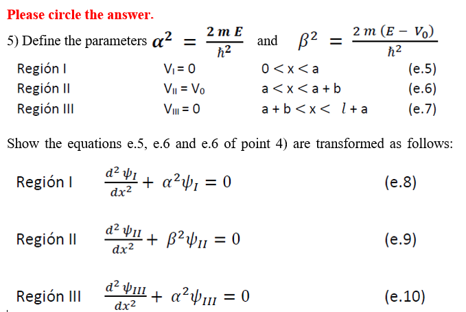 Solved Please circle the answer. Show the equations e.5, e.6 | Chegg.com