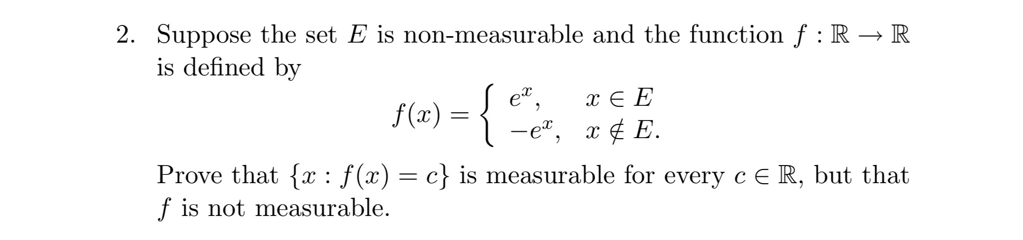 Solved Suppose The Set E Is Non Measurable And The Function