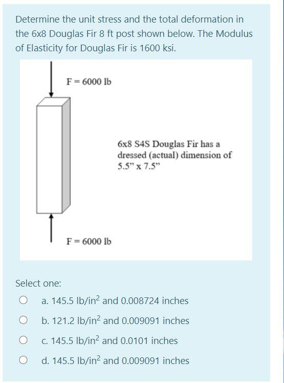 Solved Determine the unit stress and the total deformation | Chegg.com