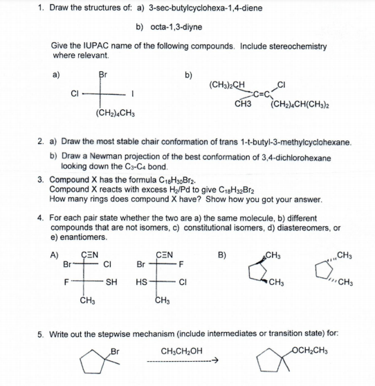 Solved 1. Draw the structures of: a) | Chegg.com