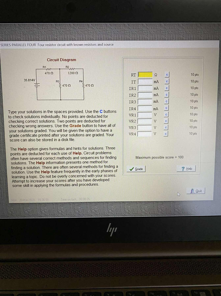 Solved SERIES-PARALLEL FOUR Four resistor circuit with known | Chegg.com