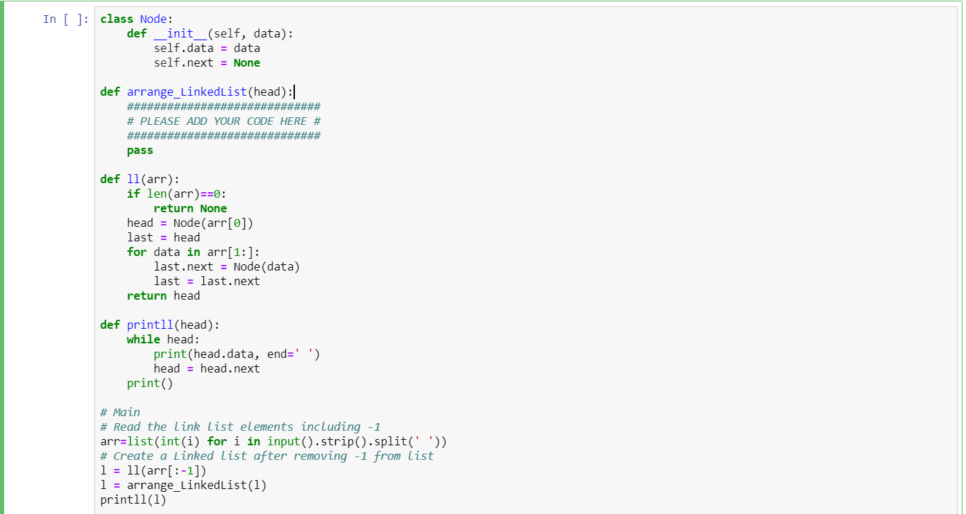Solved Even After Odd Linkedlist Arrange Elements In A Given 1664