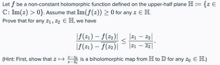 Solved Let f be a non-constant holomorphic function defined | Chegg.com
