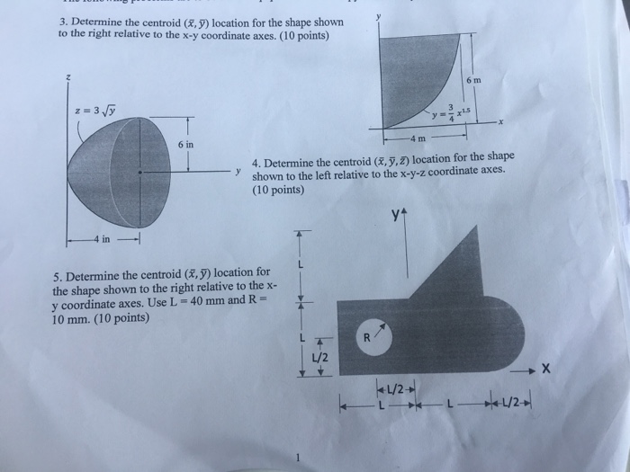 Solved 3. Determine the centroid (t, y) location for the | Chegg.com