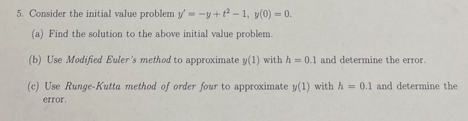 Solved 5. Consider the initial value problem | Chegg.com