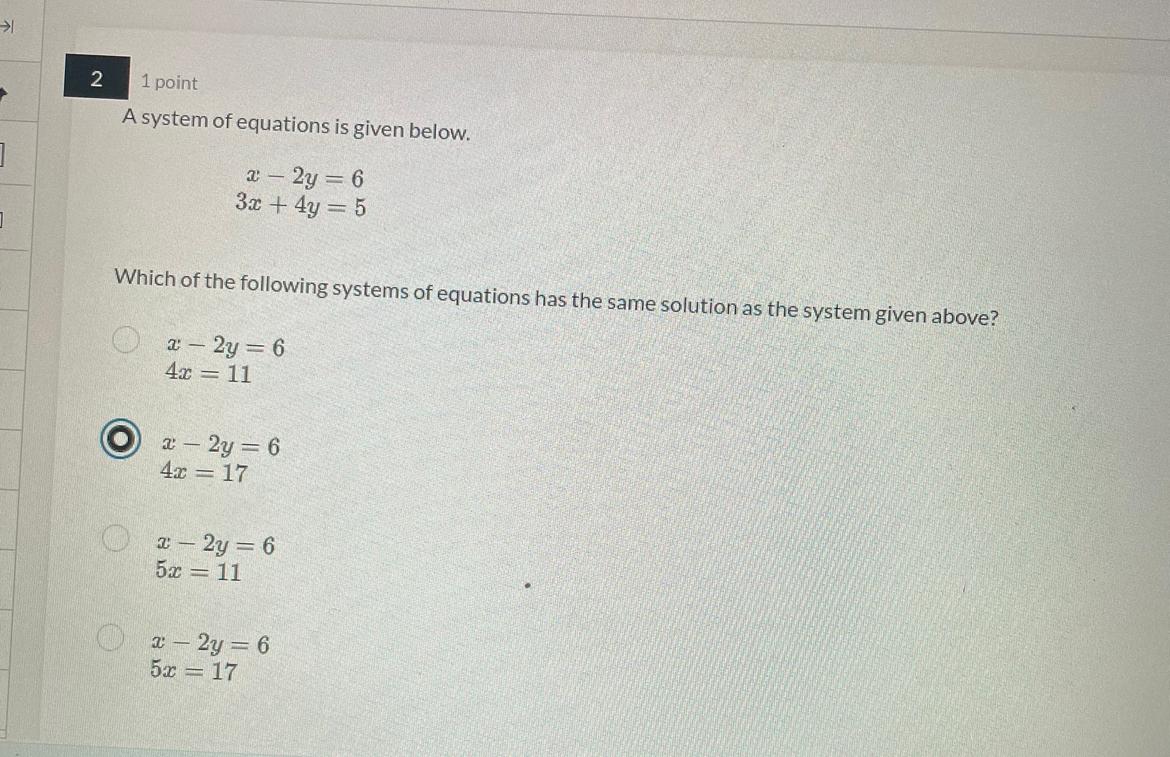 Solved A system of equations is given below. x−2y=63x+4y=5 | Chegg.com