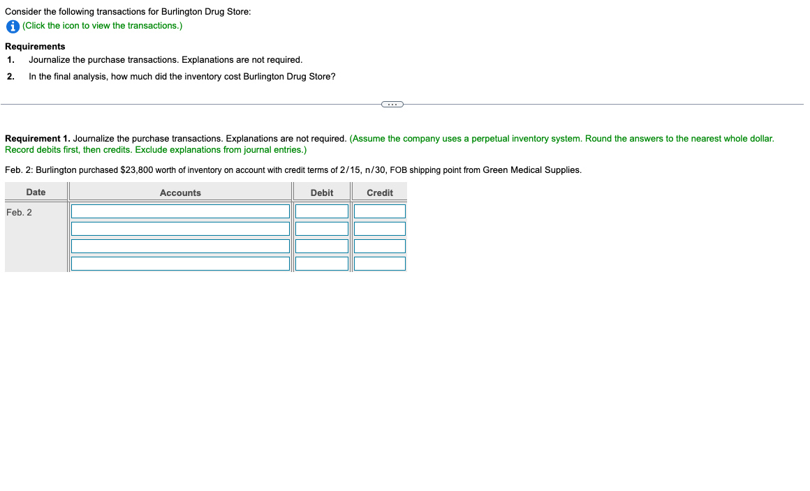 Solved Consider the following transactions for Burlington | Chegg.com