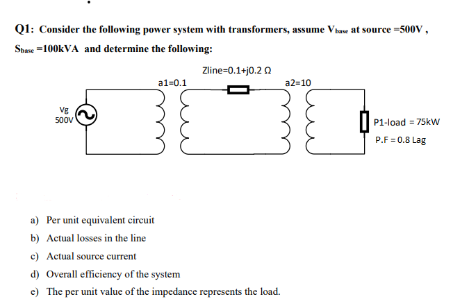 Solved Q1: Consider the following power system with | Chegg.com
