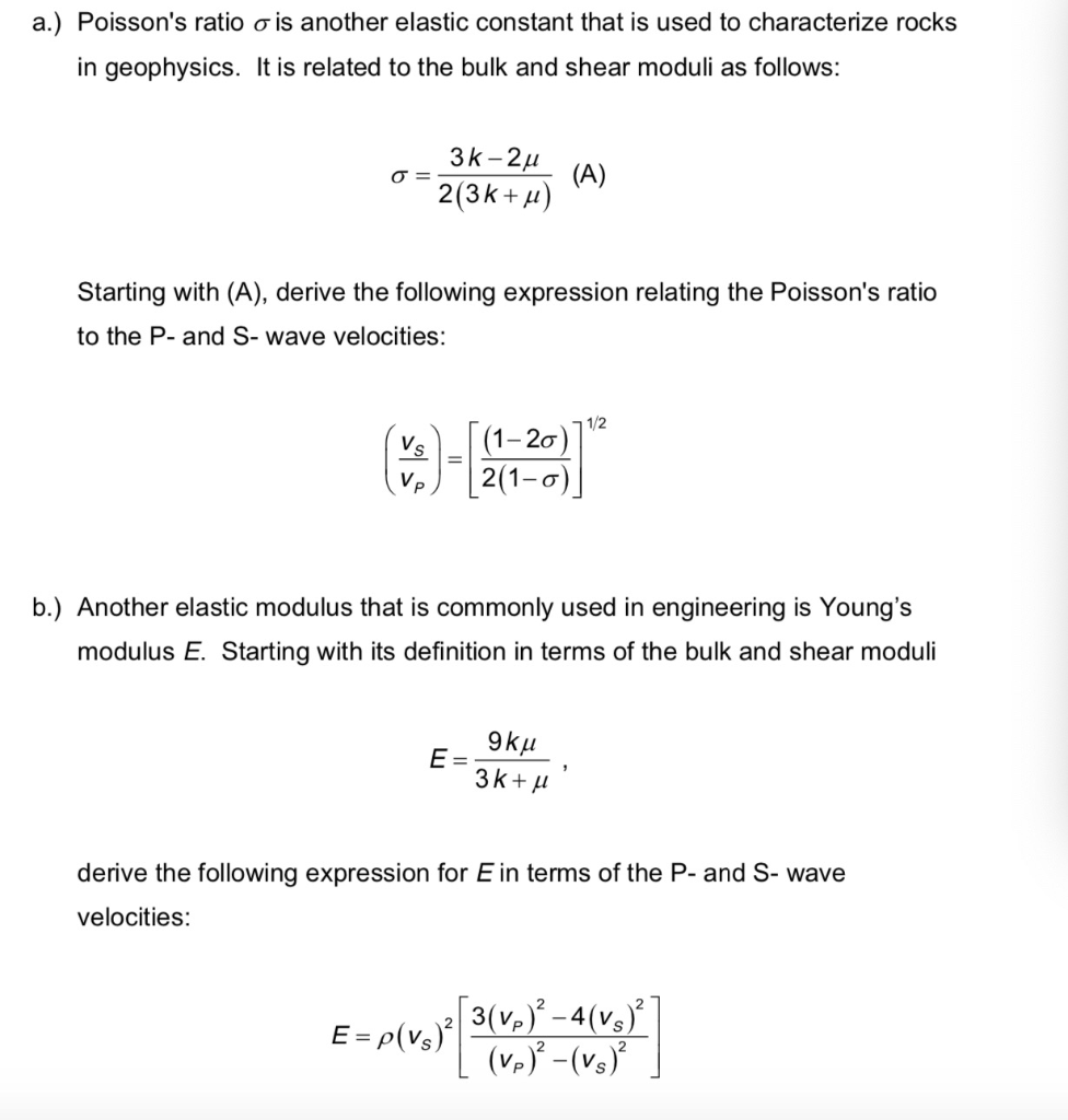 Solved a.) Poisson's ratio o is another elastic constant | Chegg.com
