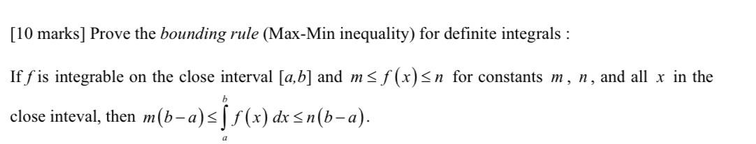 Solved [10 marks] Prove the bounding rule (Max-Min | Chegg.com
