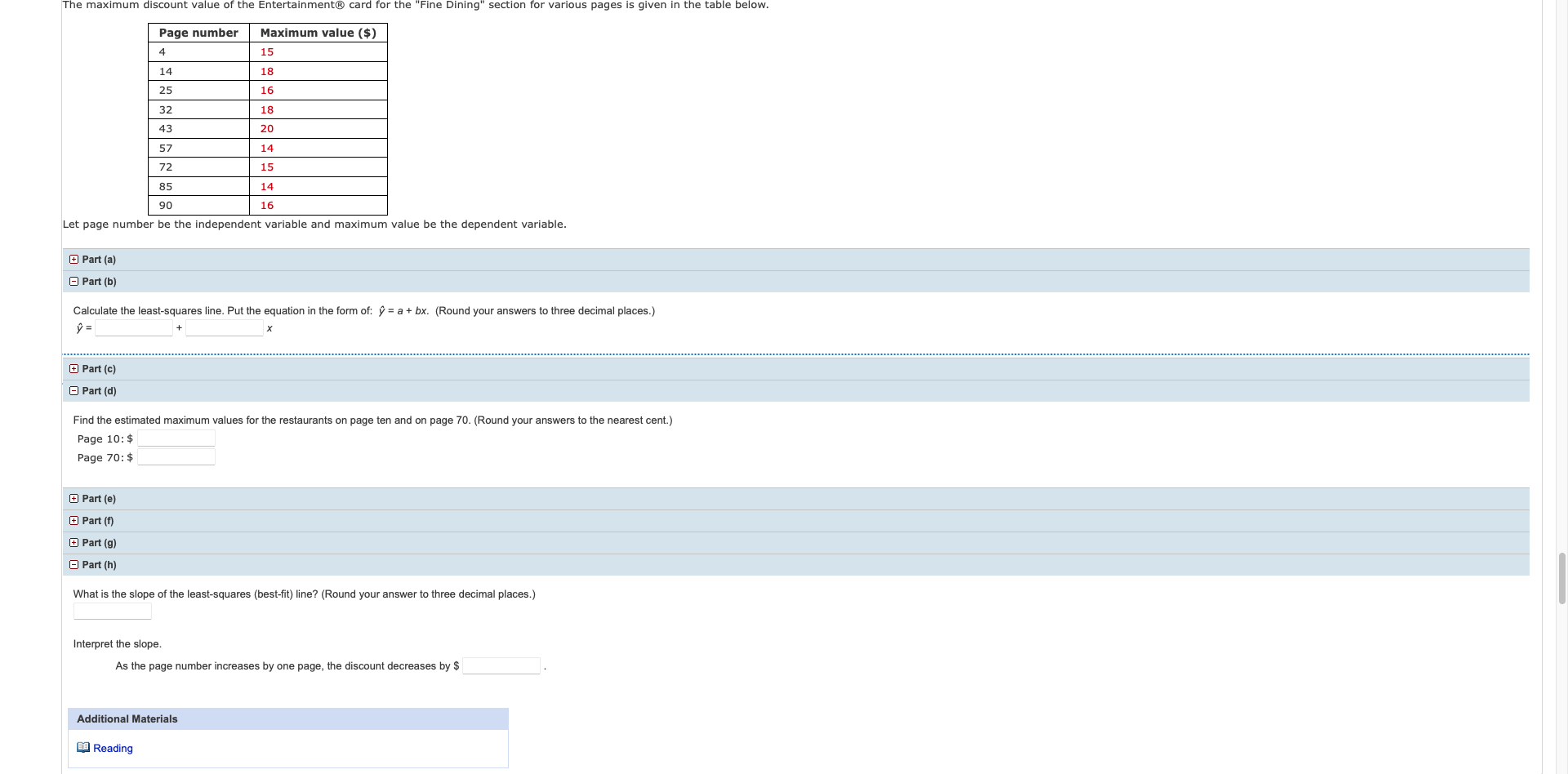 Solved Calculate the least-squares line. Put the equation in | Chegg.com
