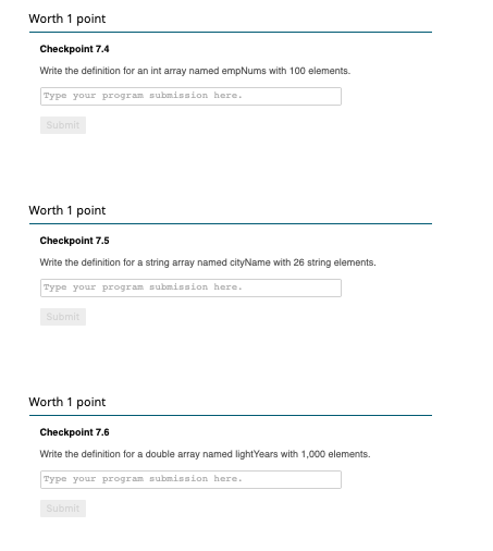 Solved Worth 1 point Checkpoint 7.4 Write the definition for | Chegg.com