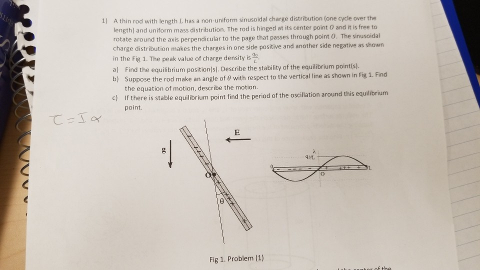 Solved 1) A thin rod with length L has a non-uniform | Chegg.com