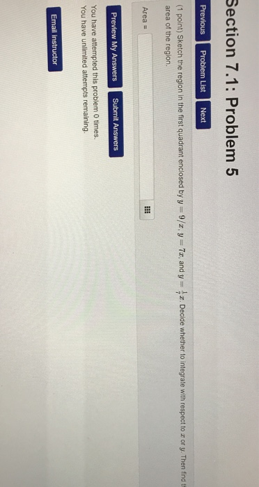 Solved Section 7.1: Problem 5 Prevous Problem List Next (1 | Chegg.com
