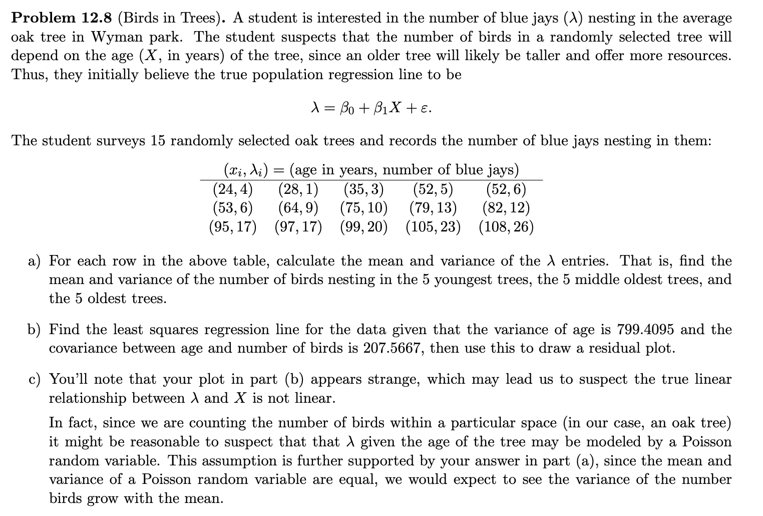 Solved Problem 12.8 (Birds in Trees). A student is | Chegg.com