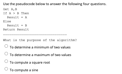 Solved Use the pseudocode below to answer the following four | Chegg.com