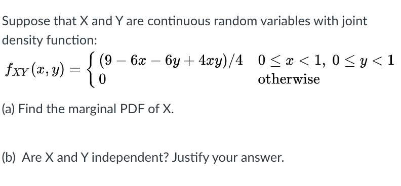 Solved Suppose that X and Y are continuous random variables | Chegg.com