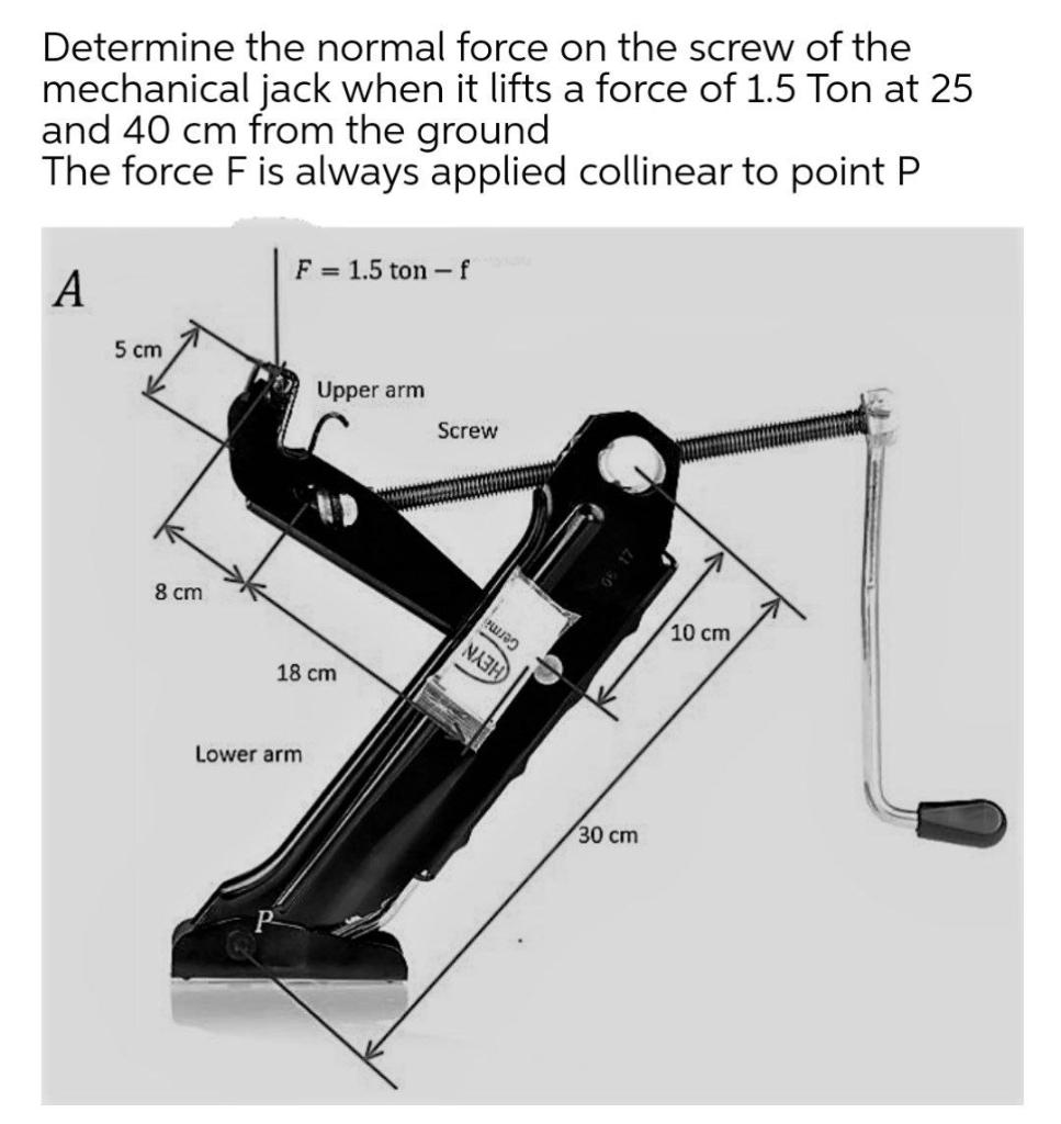 Solved Determine the normal force on the screw of the | Chegg.com