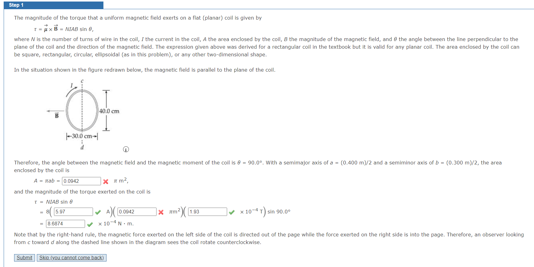 Solved An eight-turn coil encloses an elliptical area having | Chegg.com