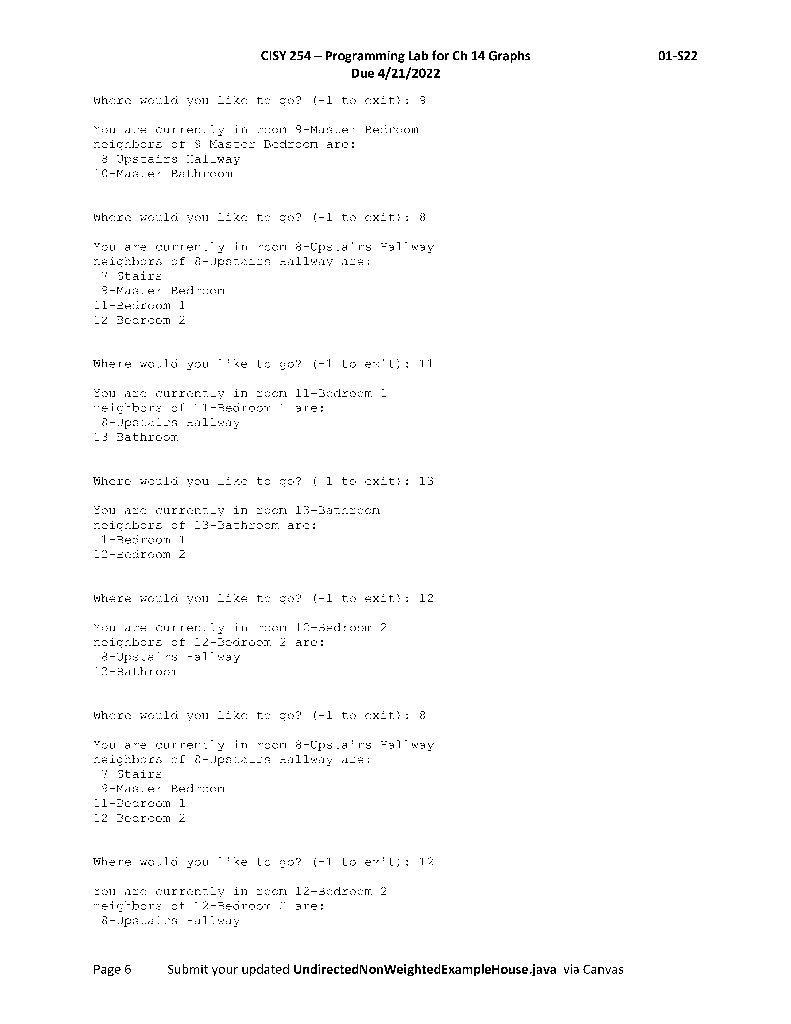 01-S22 CISY 254 – Programming Lab for Ch 14 Graphs | Chegg.com
