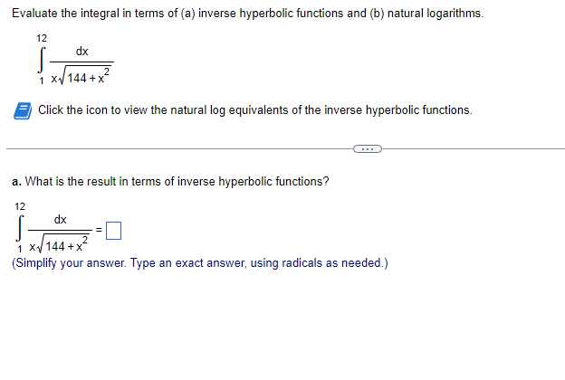 Solved Evaluate the integral in terms of (a) inverse | Chegg.com