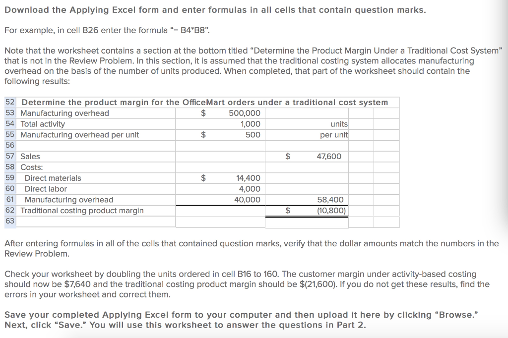 Solved Download the Applying Excel form and enter formulas | Chegg.com