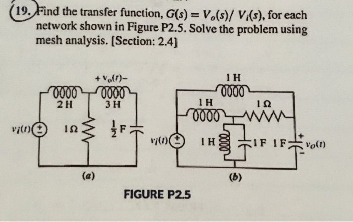 Solved 19. Find the transfer function, G(s) Vo(s)/ V(s), for | Chegg.com