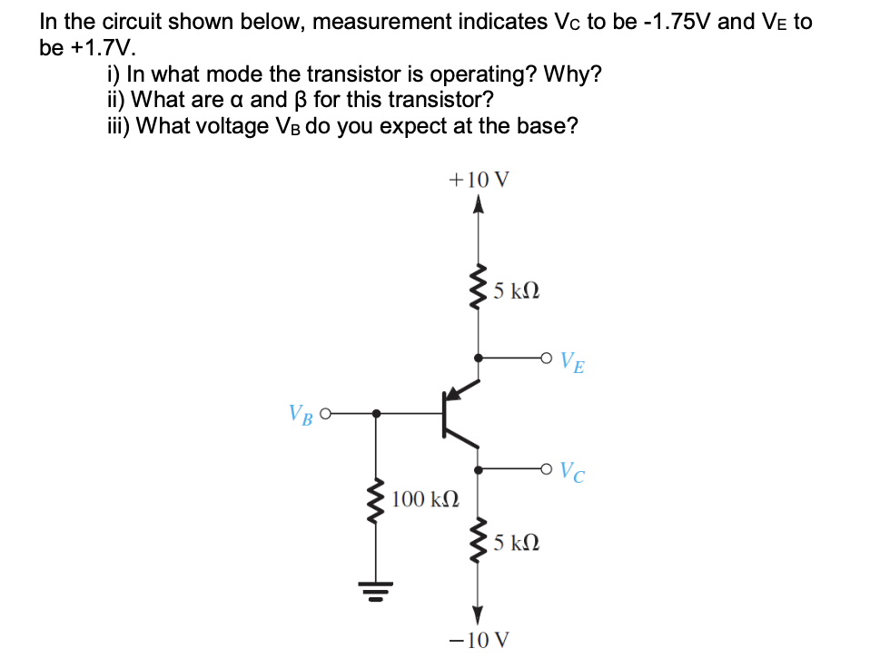 Solved In the circuit shown below, measurement indicates Vc | Chegg.com