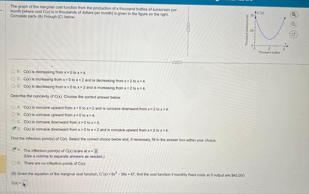 Solved The graph of the marginal cost function from the | Chegg.com