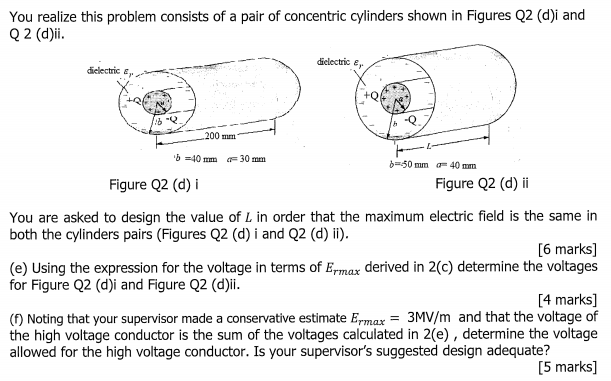 Consider two coaxial cylinders shown in Figure Q2 | Chegg.com