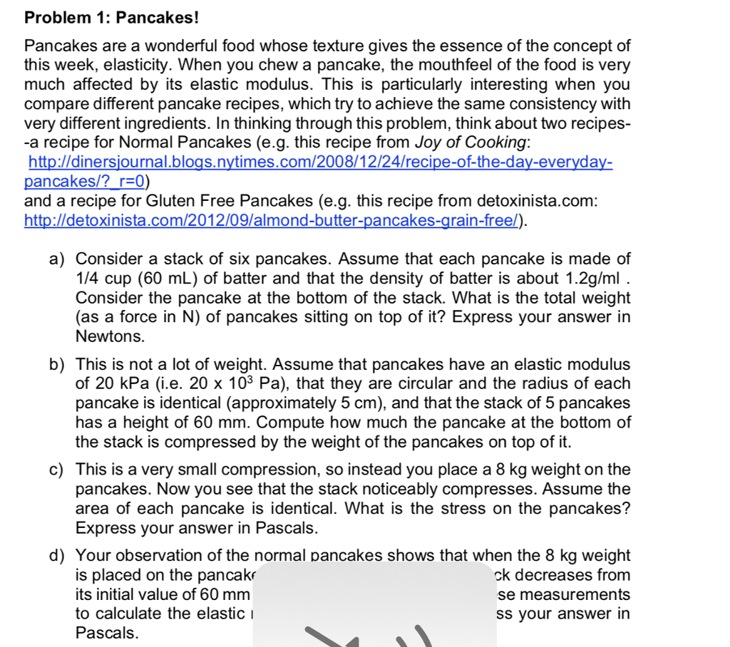 Solved Problem 1: Pancakes! Pancakes are a wonderful food | Chegg.com