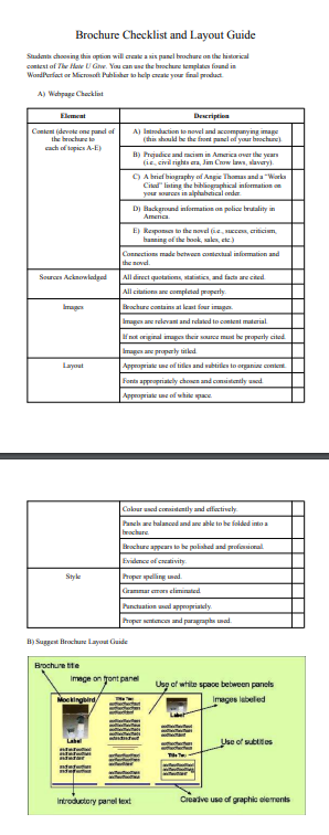 Brochure Checklist and Layout Guide coeicst of The | Chegg.com