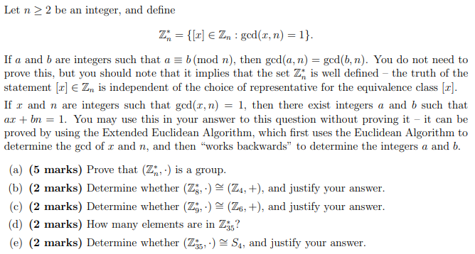 Solved Let n≥2 be an integer, and define | Chegg.com