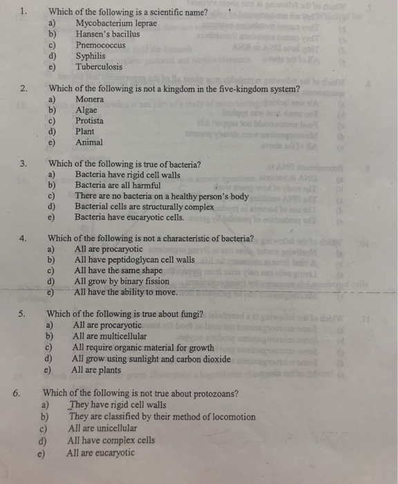 Solved 1. Which of the following is a scientific name? a) | Chegg.com