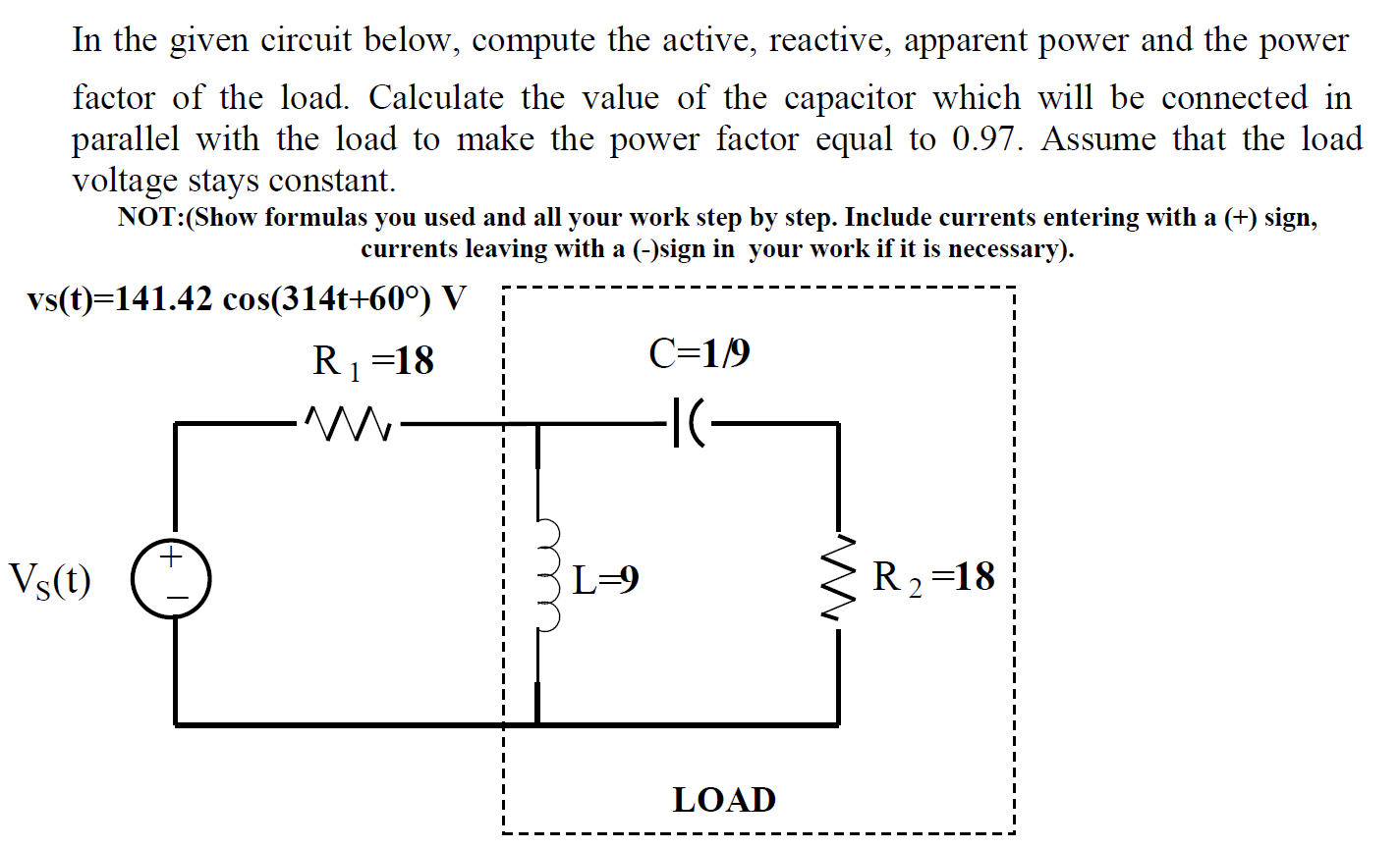 Solved In the given circuit below, compute the active, | Chegg.com