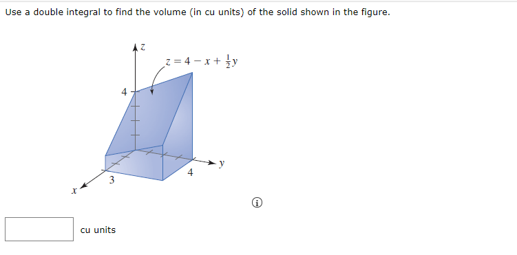 Solved Use a double integral to find the volume (in cu | Chegg.com