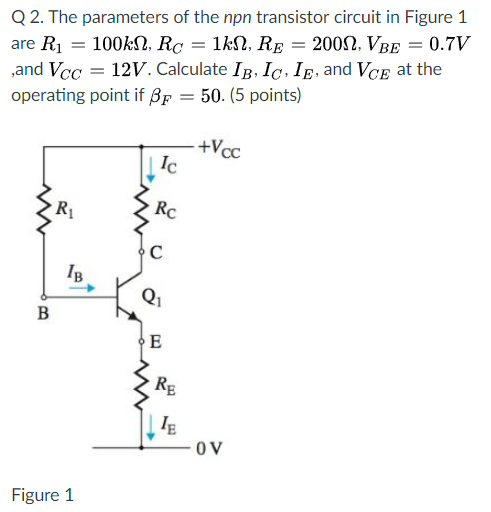 Solved Q2. The parameters of the npn transistor circuit in | Chegg.com