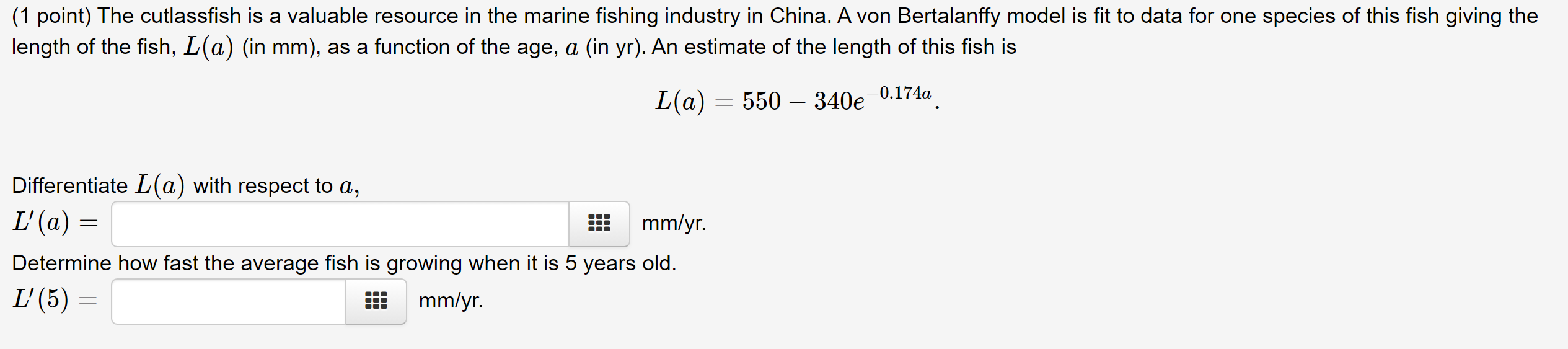 Solved (1 point) The cutlassfish is a valuable resource in | Chegg.com