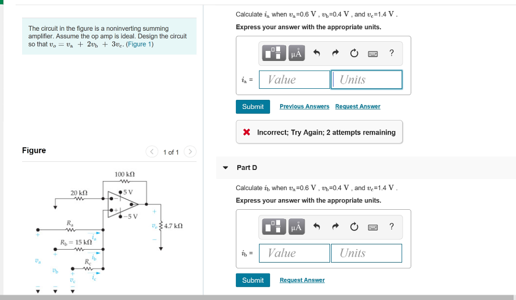 Solved Part C - Saturation of a summing op amp circuit | Chegg.com