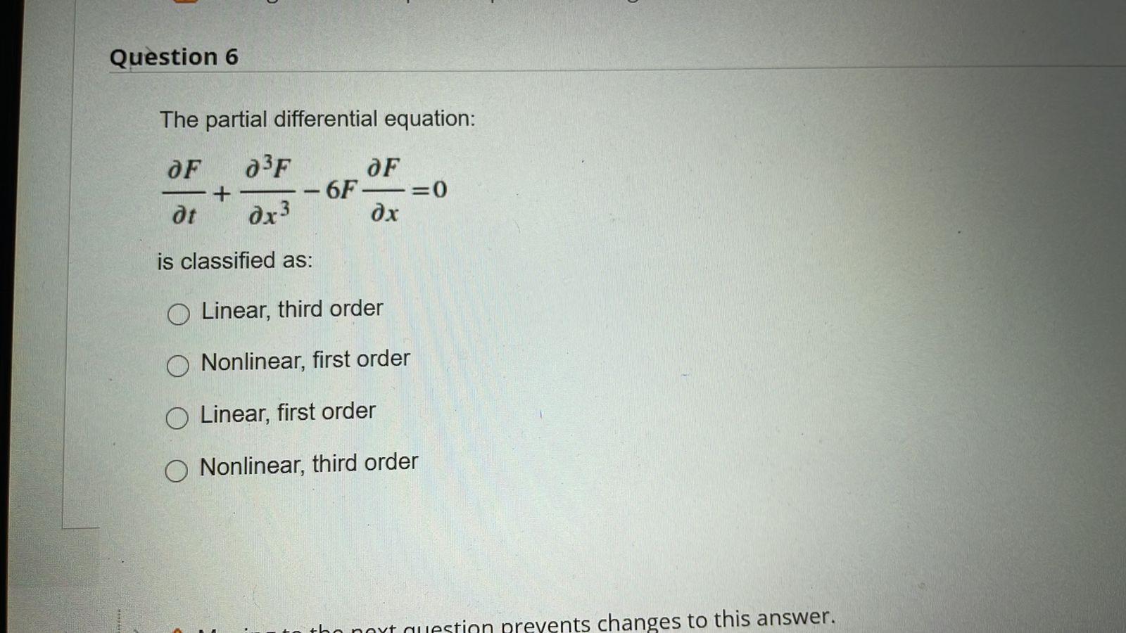 Solved Question 6 The partial differential equation: OF 3F + | Chegg.com