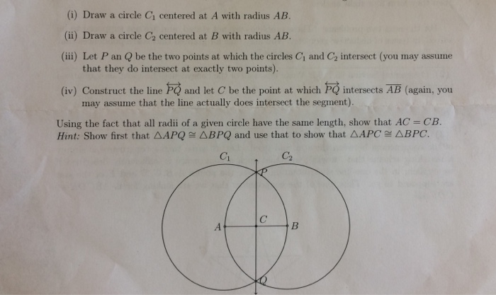 Solved (i) Draw a circle Ci centered at A with radius AB. | Chegg.com
