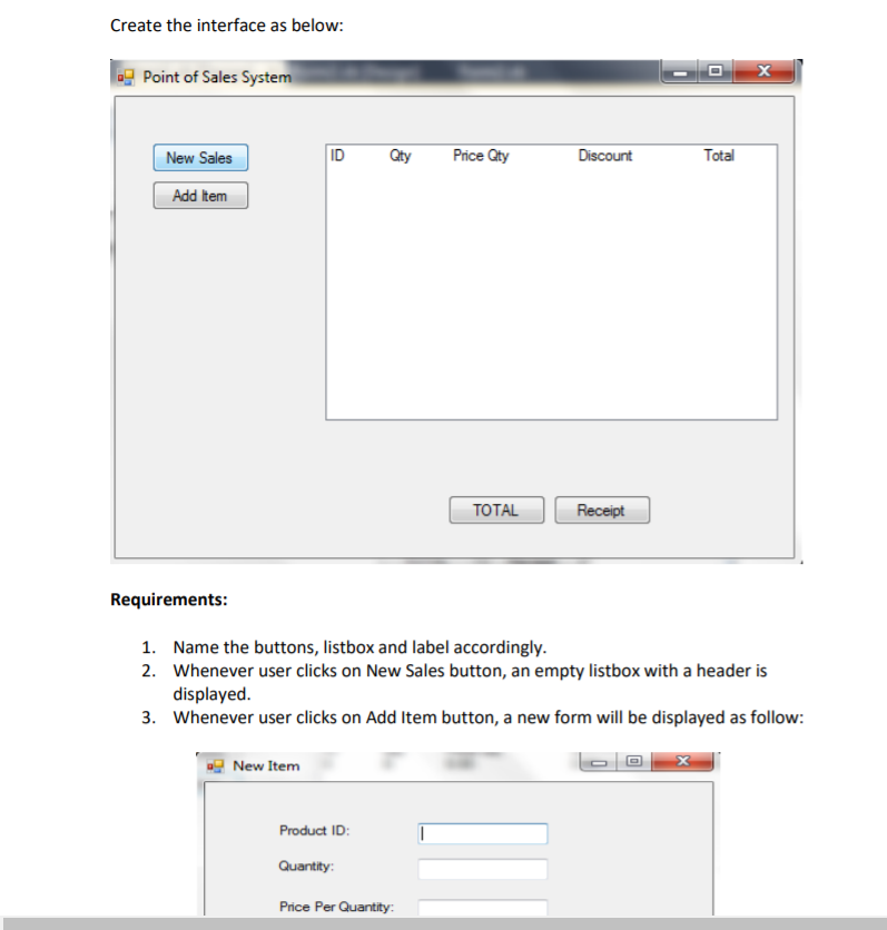 Solved Create the interface as below: Point of Sales System | Chegg.com