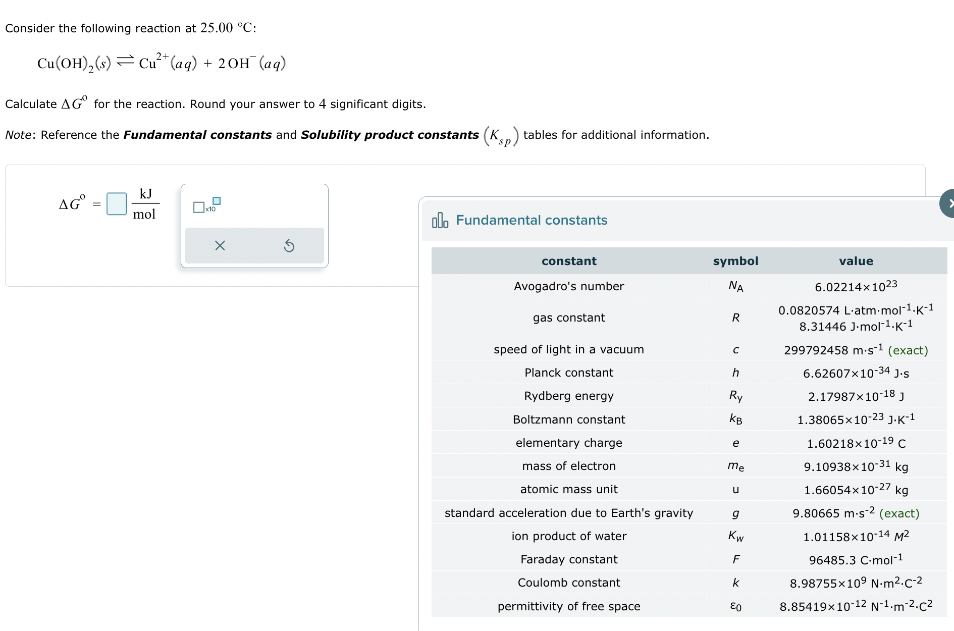 Solved Consider the following reaction at 25.00∘C : | Chegg.com