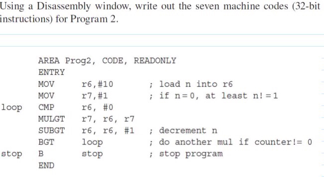 Solved Using a Disassembly window, write out the seven | Chegg.com