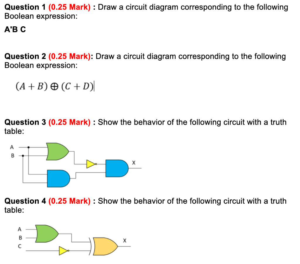 Solved Question 1 (0.25 Mark) : Draw a circuit diagram | Chegg.com