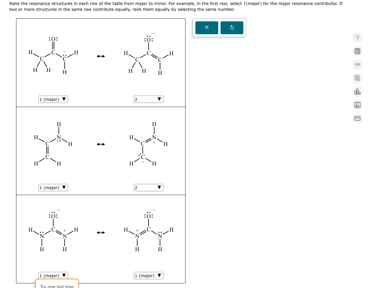 Solved Rank the resonance structures in each row of the | Chegg.com
